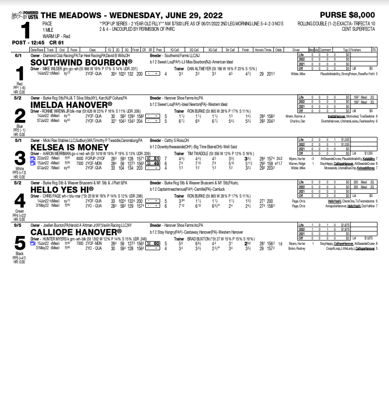 Race Program - Meadows Racing