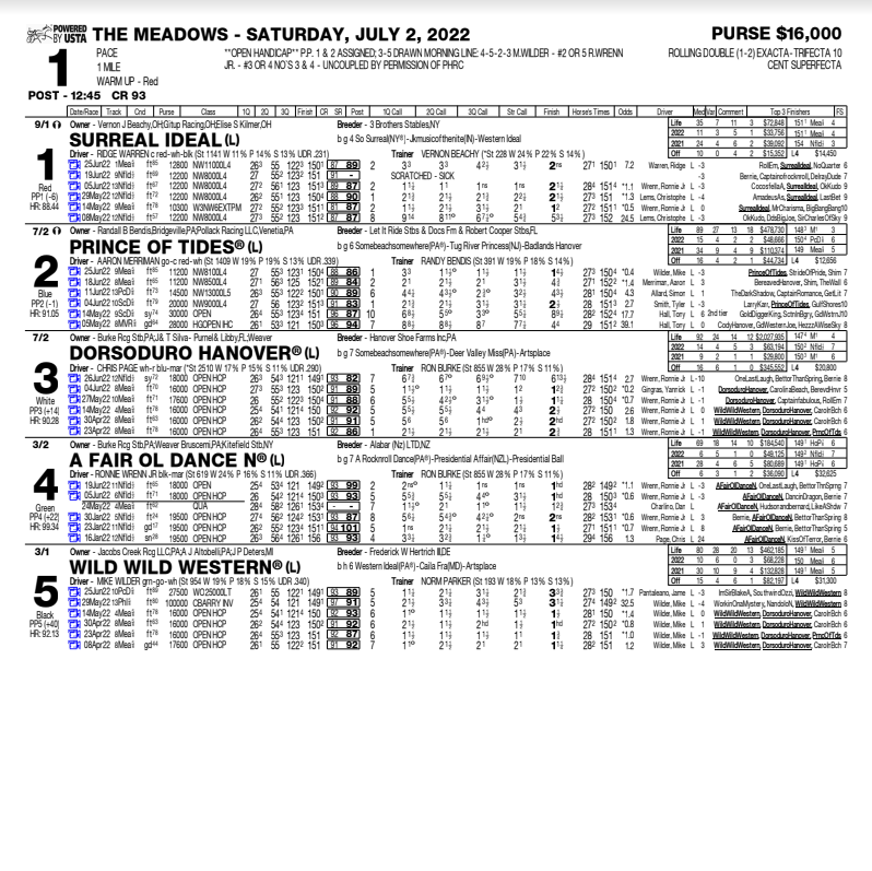 Race Program - Meadows Racing